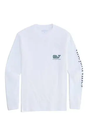 Vineyard Vines Camo Whale Fill Long Sleeve Pocket Graphic T-shirt - White Cap
