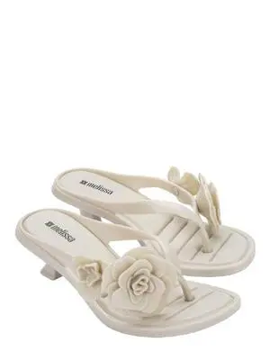 Melissa Petals Kitten Heel Flip Flop - Beige