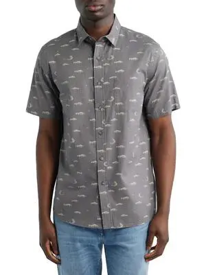 Pendleton Shoreline Short Sleeve Cotton Button-up Shirt - Fish Grey