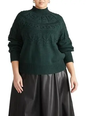 Universal Standard Safiya Mock Neck Sweater - Scarab Green