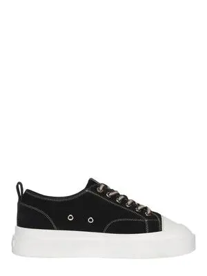 Manière De Voir Vienna Suede Contrast Stitch Sneakers - Black