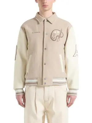 Manière De Voir Le Galerie Wool-blend Varsity Jacket - Beige