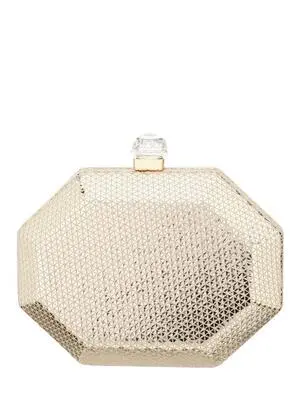 Nina Octagonal Minaudière Frame Clutch - Gold