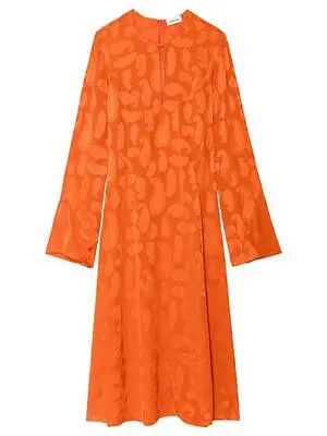 Zadig&Voltaire Paisley-jacquard Silk Midi Dress - Tangerine