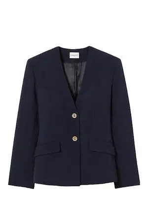 Claudie Pierlot V-neck Tailored Lyocell-blend Jacket - Navy