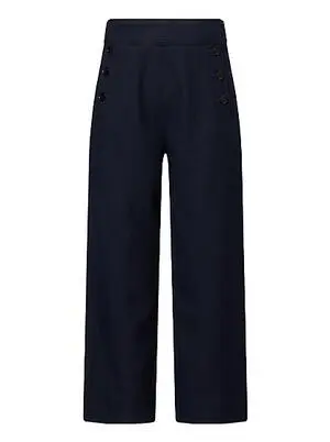 ME+EM Button-front Cropped Trousers - Navy