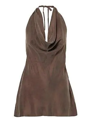 Dissh Carlene Sleeveless Cowl Woven Top - Bitter Choc