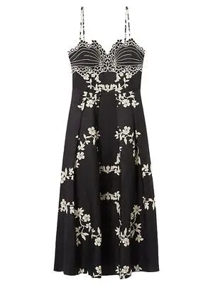 Claudie Pierlot Floral-embroidered Woven Maxi Dress - Dark Print