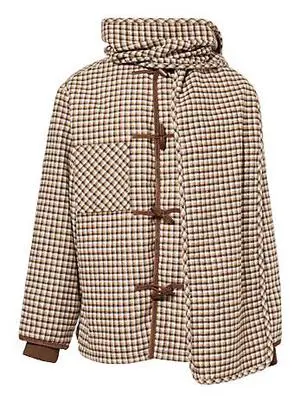 HOUSE OF SUNNY Check Quilted Jacket With Scarf - Blonde Multi