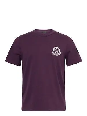 Moncler Badge Crewneck Cotton-jersey T-shirt - Burgundy