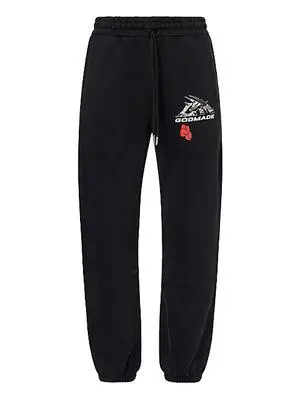 GODMADE Brand-print Straight-leg Cotton-jersey Jogging Bottoms - Black