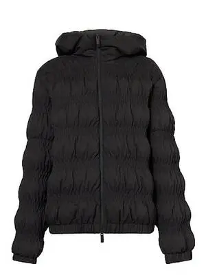 Moncler Noyer Gather-quilted Hooded Short Down Jacket - Black