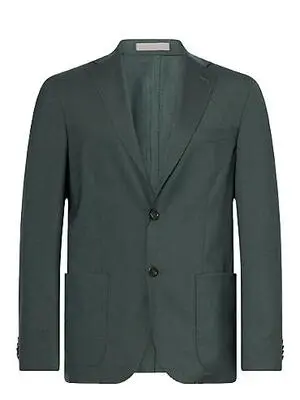 Corneliani Regular-fit Notch-lapels Wool And Silk Blazer - Green Coloured 050