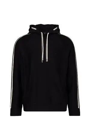 Emporio Armani Striped Regular-fit Cotton-blend Hoodie - Black Beauty