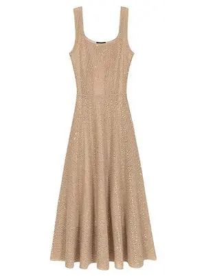 Maje Sleeveless Rhinestone-knit Maxi Dress - Nude