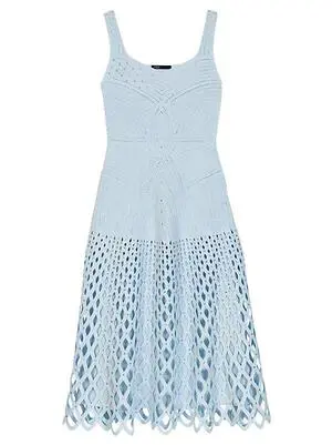 Maje Crochet Rhinestone-embellished Knitted Midi Dress - Blue Sky