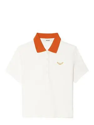 Zadig&Voltaire Logo-embroidered Cotton Polo Shirt - Cream