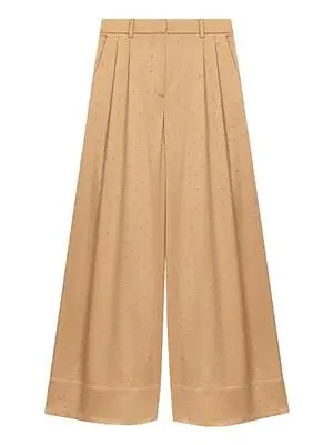 Maje Rhinestone Wide-leg Stretch-satin Trousers - Caramel