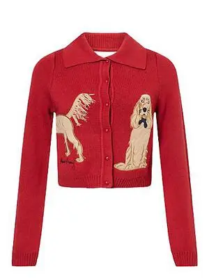 HOUSE OF SUNNY The Lady Tripper Cotton-blend Cardigan - Ruby Red