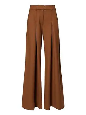 ME+EM Wide-leg Pleat-front Woven Trousers - Walnut Brown