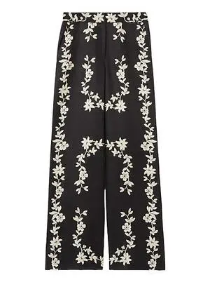 Claudie Pierlot Floral-print Wide-leg Woven Trousers - Dark Print