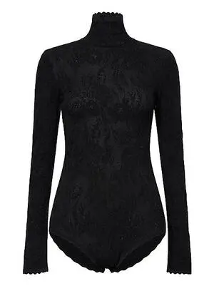 Givenchy Lace-embroidery Long-sleeves Woven Bodysuit - Black