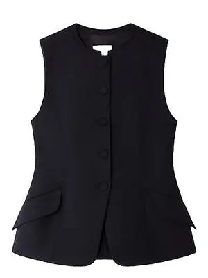 Sandro Slim-fit Stretch Cotton-blend Waistcoat - Black