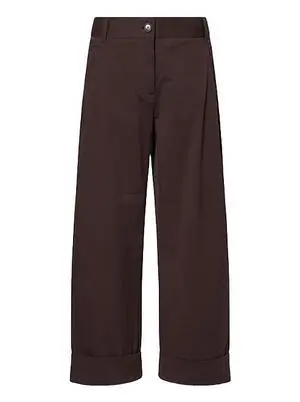 ME+EM Tapered-leg Cotton-blend Chino Trousers - Chocolate