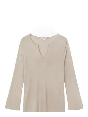 THE WHITE COMPANY V-neck Knitted Modal-blend Top - Soft Slate