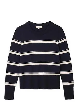 THE WHITE COMPANY Striped Cotton-blend Jumper - Navy