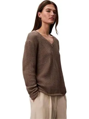 Calvin Klein Relaxed Monogram Sweater - Walnut