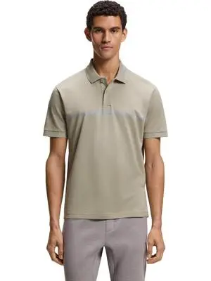 BOSS Paddy Polo Shirt With Engineered Stripe Light Beige