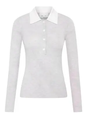 The Upside Faye Collared Knit Polo Top - Grey
