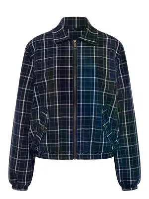 The Upside Valencia Lexi Collared Check Jacket - Blue