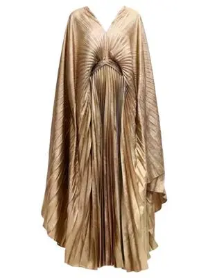 Acler Anslow Pleated V-neck Maxi Dress - Gold