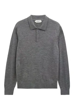 Pringle Of Scotland Polo-collar Merino Wool Jumper - Grey