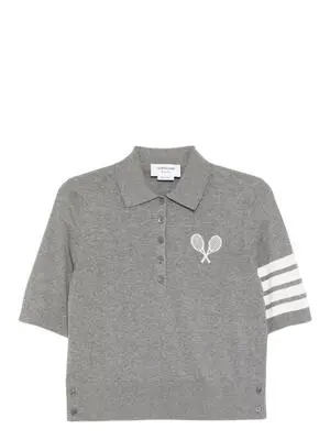 Thom Browne Tennis-intarsia Polo Shirt - Grey