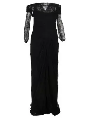 RHEA COSTA Ines Lace-detail Maxi Dress - Black