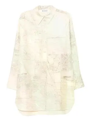 RÓHE Map-print Shirt - Neutrals