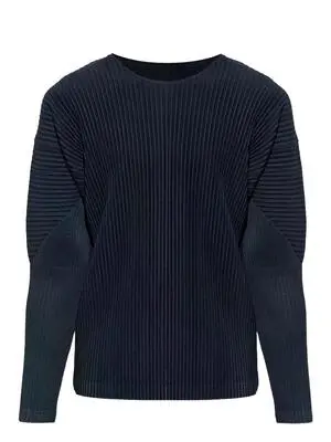 Issey Miyake Long-sleeved Pleated T-shirt - Blue