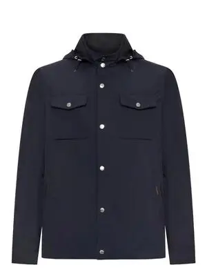MOORER Buttoned Hooded Jacket - Blue