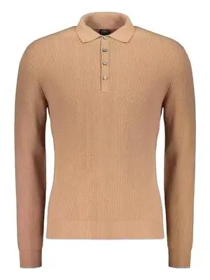 Fedeli Ribbed-knit Polo Shirt - Neutrals