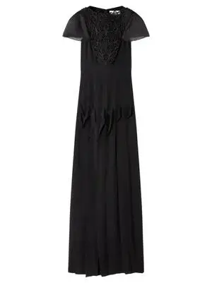 LANVIN Lace-detail Pleated Maxi Dress - Black
