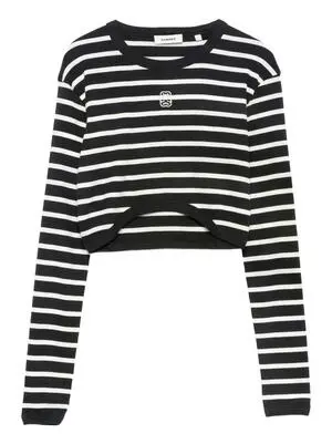 Sandro Striped Embroidered T-shirt - Blue