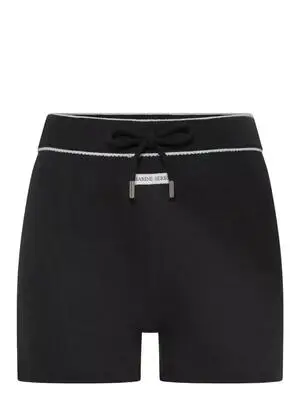 MARINE SERRE Ribbed Knit Drawstring Shorts - Black