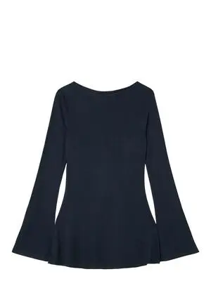 THE PARK Evelyn Circulose-Jersey Blouse Navy