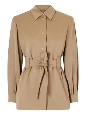 Max Mara Belted Wool-twill Jacket - Brown