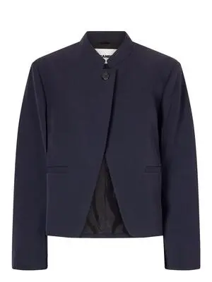 JIL SANDER Cropped Asymmetric Wool-twill Jacket - Blue