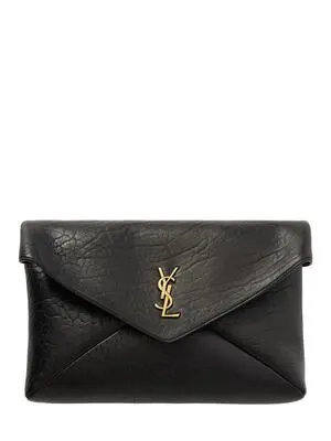 Saint Laurent Cassandre Textured-leather Shoulder Bag - Black