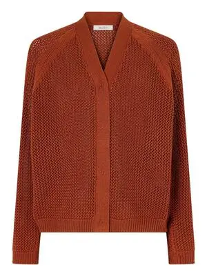 Max Mara Open-Knit Silk-Blend Cardigan Brick